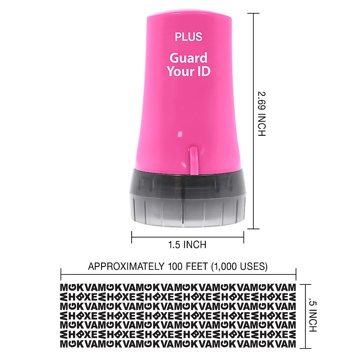 Guard Your ID Advanced Security Roller 2.0 Identity Theft Prevention Stamping Pink
