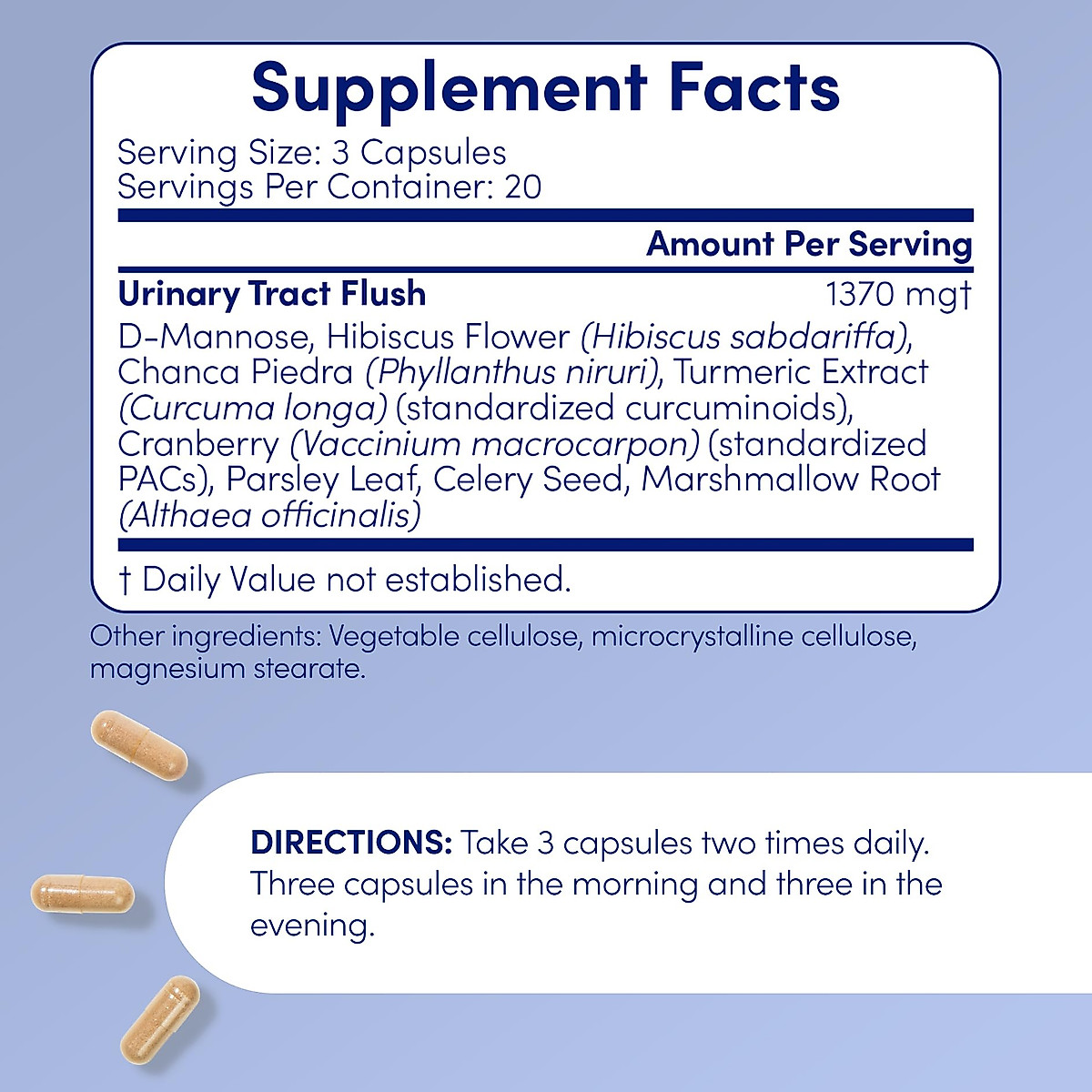 UT-Fem Solution - Fast-Acting Urinary Tract Flush for Women, Proactive UTI Support, Promotes Cleansing & Comfort, Clinical-Strength D-Mannose, Cranberry, and Natural Ingredients - 60 Vegan Capsules