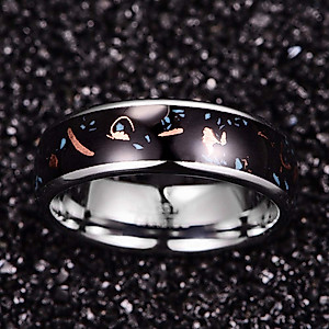 NUNCAD Unisex Tunsten Rings Inlaid with Copper Scraps Wedding Band Comfort Fit Size 10