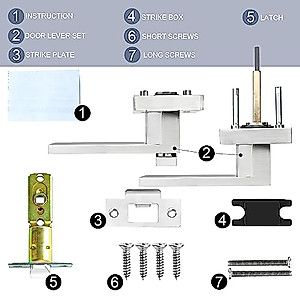 RAZCC Door Lever, Heavy Duty Interior Door Handles for Bathroom & Bedroom Privacy Door Lock Handles Keyless Door Knobs in Satin Nickel for Right & Left Sided Doors, 1 Pack