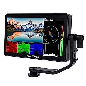 FEELWORLD F6 Plus 6 inch DSLR Camera Field Touch Screen Monitor with HDR 3D Lut Small Full HD 1920x1080 IPS Video Peaking Focus Assist 4K HDMI 8.4V DC Input Output Include Tilt Arm