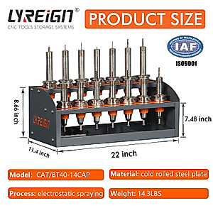LYREIGN BT40 CNC Tool Rack, CAT40 CNC Tool Holder Keeper on Desktop Placed for CNC Machine Equipment, CNC Tool Storage System for Warehouses Machining Centers