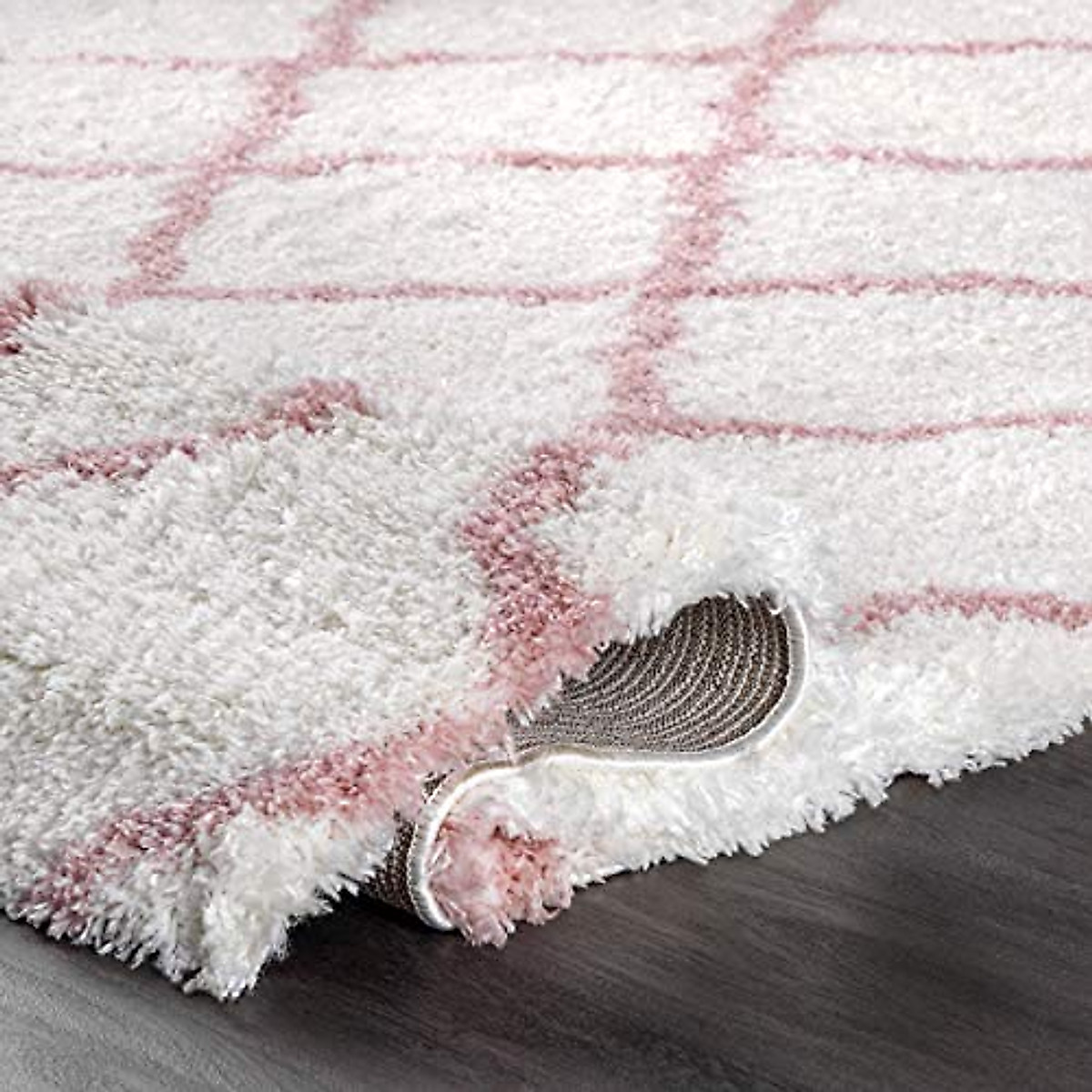 nuLOOM Nelda Trellis Shag Area Rug, 4 ft x 6 ft, Baby Pink