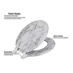 J&V TEXTILES Round Toilet Seat W/ Easy Clean & Change Hinge (Gray)