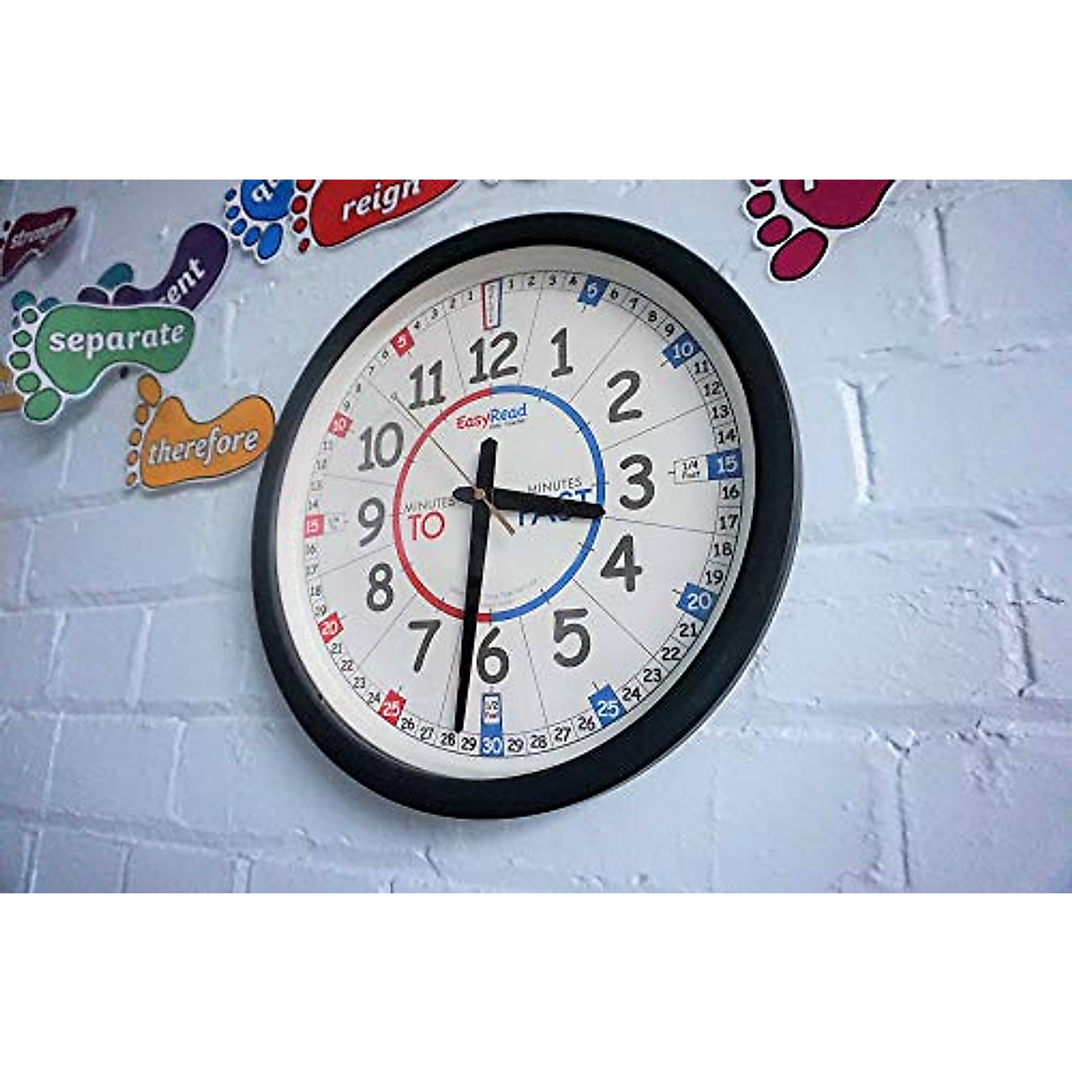 ertt Teaching Wall Clock - Learn The Time Wall Clock - Kids Analog Clock for Classroom, Playroom, Bedroom, Educational Room Decor - School Clock for Kids with Red Blue Face (35cm)