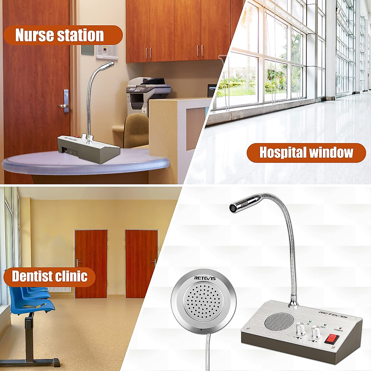 Retevis RT-9908 Window Speaker,Window Intercom Dual-Way Voice,Window Speaker Intercom System for Business,Bank,Ticket Window