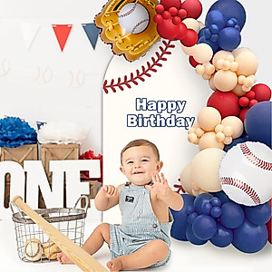 Teddyparty Baseball Balloon Arch Garland, Red Nude and Navy Blue Balloon Garland Kit Birthday Party for Boy Sports Balloons Gender Reveal Decoration