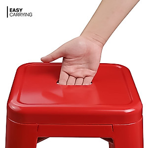 MoNiBloom 30 Inch Bar Stools, Set of 4 Vintage Patio Furniture Indoor Outdoor Stackable Kitchen Stools Dining Chair, Red