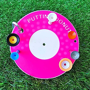 BIRDIE79 Golf Tee Holder | Putting Donut | Portable Putting Hole Trainer |360 Degree Golf Putting Green Practice Hole (Pink)