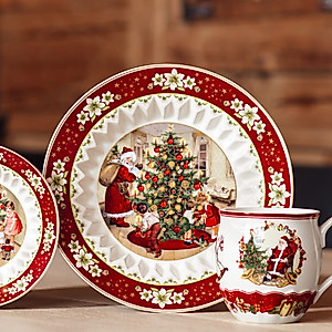 Villeroy & Boch - Toy's Fantasy Bowl Large, Exchanging Gifts 25 x x 4.5 cm, Premium Porcelain, Christmas Edition, 14-8332-3631, Red