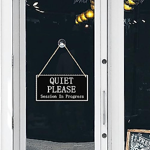 Quiet Please Session in Progress Functional Small Office/Home Treatment Room Hanging Door Sign 12 inch by 6 inch