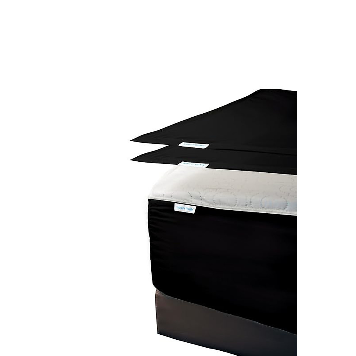 RAJVEER TEXTILE Zip On Fitted Sheet - Includes 1 Fitted Base + 2 Zip Sheet - Easy to Change, Won’t Pop Off Twin Sheet- 600 TC Cotton Fitted Sheet- 15” Deep Pocket Twin Size- Black