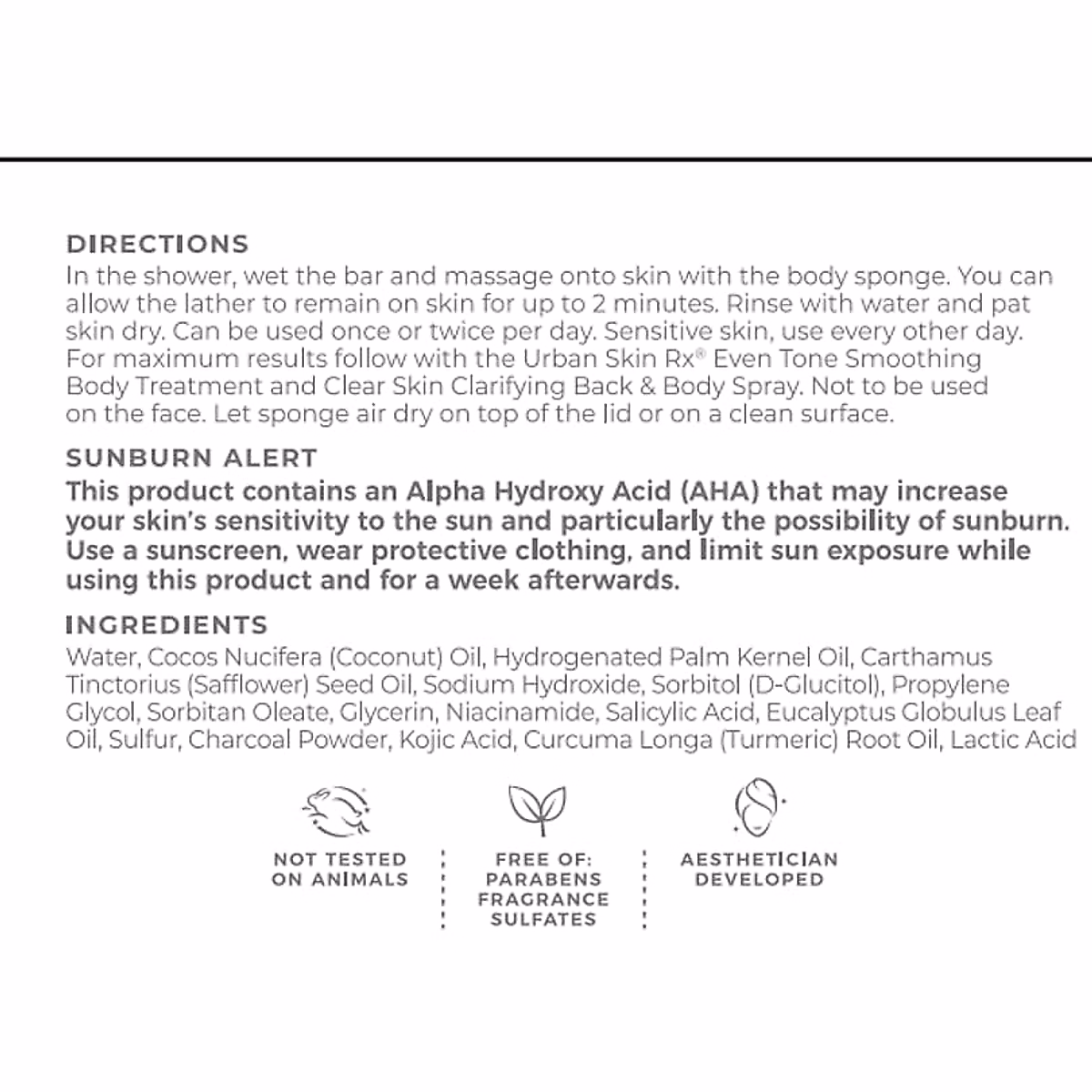 Urban Skin Rx Clear and Even Tone Body Cleansing Bar | Smoothing + Clarifying Cleanser + Improves Appearance of Uneven Skin Tone + Blemishes, Use on Back, Shoulders, & Chest | 5 Oz