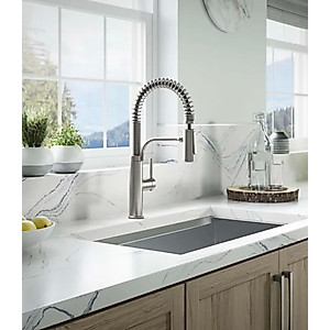 Kohler Provo Semi-Pro Kitchen Faucet with Spiral Spring Neck, Stainless Steel