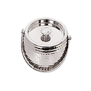 Colleta Home Hammered Ice Bucket – Ice Bucket with Tongs – Insulated Ice Bucket with Lid – Double Wall Ice Bucket 2 Quarts