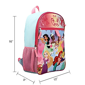Disney Princesses Backpack With Lunch box set for kids 6 Piece