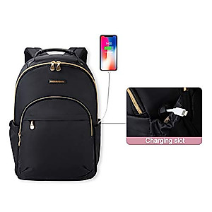 LIGHT FLIGHT Laptop Backpack Women Travel Backpacks Book Bag for 17.3 Inch Computer Carry on Back Pack for Work Travel College Large Black