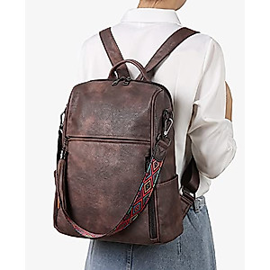 FADEON Leather Backpack Purse for Women Designer Travel Backpack Purses PU Fashion Ladies Shoulder Bag with Tassel Coffee