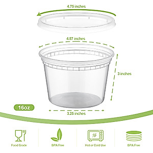 AOZITA 32 Sets 16 oz Plastic Deli Food Containers With Lids, Airtight Food Storage Containers, Freezer/Dishwasher/Microwave Safe, Soup Containers For Takeout Meal Prep Storage