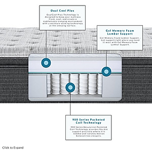 Beautyrest Silver BRS900 15 Inch Plush Pillow Top Mattress, Queen, Mattress Only