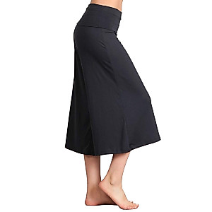 HEYHUN Women's Solid Wide Leg Flared Capri Boho Gaucho Pants - Grey - Small