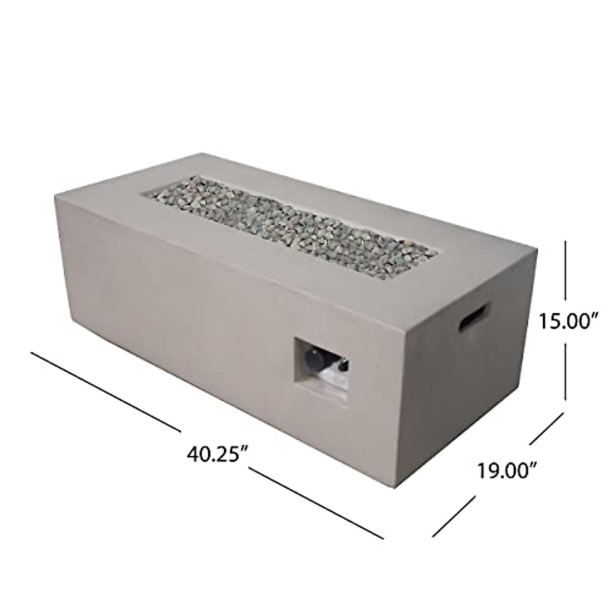 Christopher Knight Home Nicola Outdoor 40 Inch Rectangle Fire Pit, Light Gray