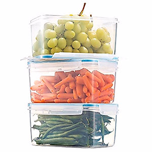 Komax Biokips Food Storage Containers with Lids – Large Storage Containers to Store Fruits, Vegetables, Flour & More – BPA Free Kitchen Storage Containers – Airtight Containers (Set of 3, 81 oz)