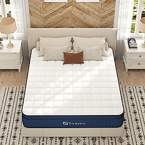 California King Mattress 12 Inch, Cal King Mattress in a Box, Hybrid Mattress, Ultimate Motion Isolation with Memory Foam and Pocket Spring, Strong Edge Support, Medium Firm