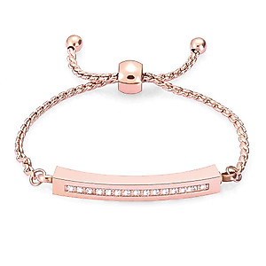 Hearbeingt Memorial Ashes Bracelet,Cremation Jewelry Urn Bracelet for Ashes Adjustable Classic Crystal Keepsake Bangle for Women(Rose Gold)