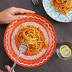 Porcelain Dinner Plates Set of 6, Vivimee 10.2 Inch Large Dinner Dishes Set, Ceramic Salad Plates Set, Colorful Serving Plates for Restaurant, Kitchen and Family Party Use, Dishwasher & Microwave Safe