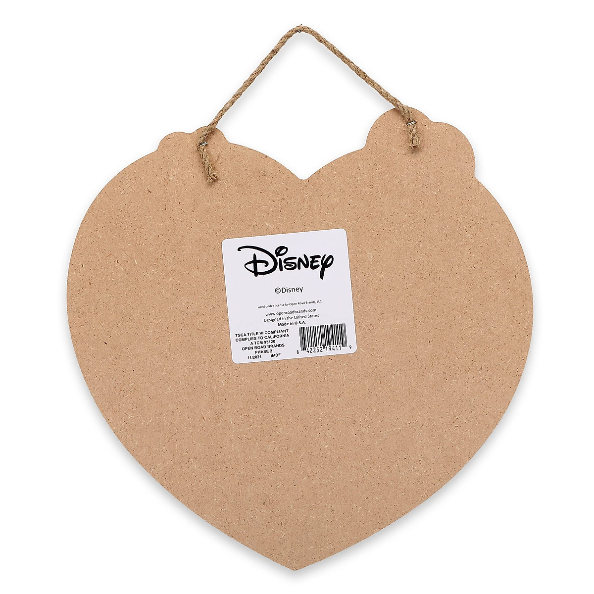 Disney Mickey Mouse and Minnie Mouse Hanging Wood Sign - Heart Shaped Mickey Mouse Wall Art