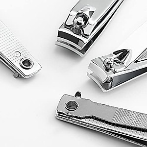 4 Pcs Professional Stainless Steel Toenail Clipper and Fingernails by QLL - Swing Out Nail Cleaner/File - Sharpest Stainless Steel Clipper - Wide Easy Press Lever – Nail Cutter
