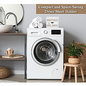 ALLNEY HOME Wood Box Dryer Sheet Holder and Detergent Dispenser drawer, Natural Wood and Sustainable Storage Box, Rustic White Farmhouse Finish, Large Capacity Laundry Room Organizer