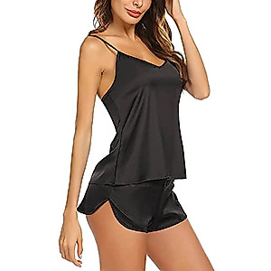 Soft Womens Pajama Sets Lace Pajamas Cami PJS Set Lace Trim Cute Teen Girls Sleepwear Pajama Set for Women