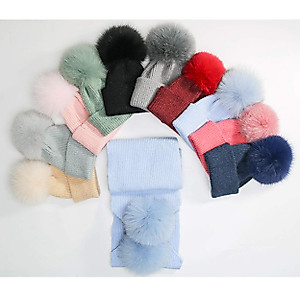 Fox Fur Hair Ball Fluffy Pompom Ball with Rubber Band for Detachable Knit Hats Clothing Accessories Fox Black 13