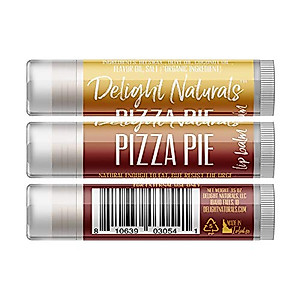 Delight Naturals Weird Flavor Fun Lip Balm Set - 3 Funny Novelty Lip Balm Flavors - Dill Pickle, Pizza, and Bacon