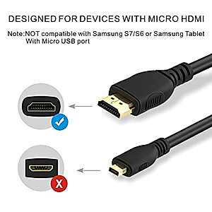 Wenter Micro HDMI to HDMI Adapter Cable, 6.5ft/2M Micro HDMI to HDMI Cable (Male to Male) for Gopro Hero and Other Action Camera/Cam with 4K/3D Supported