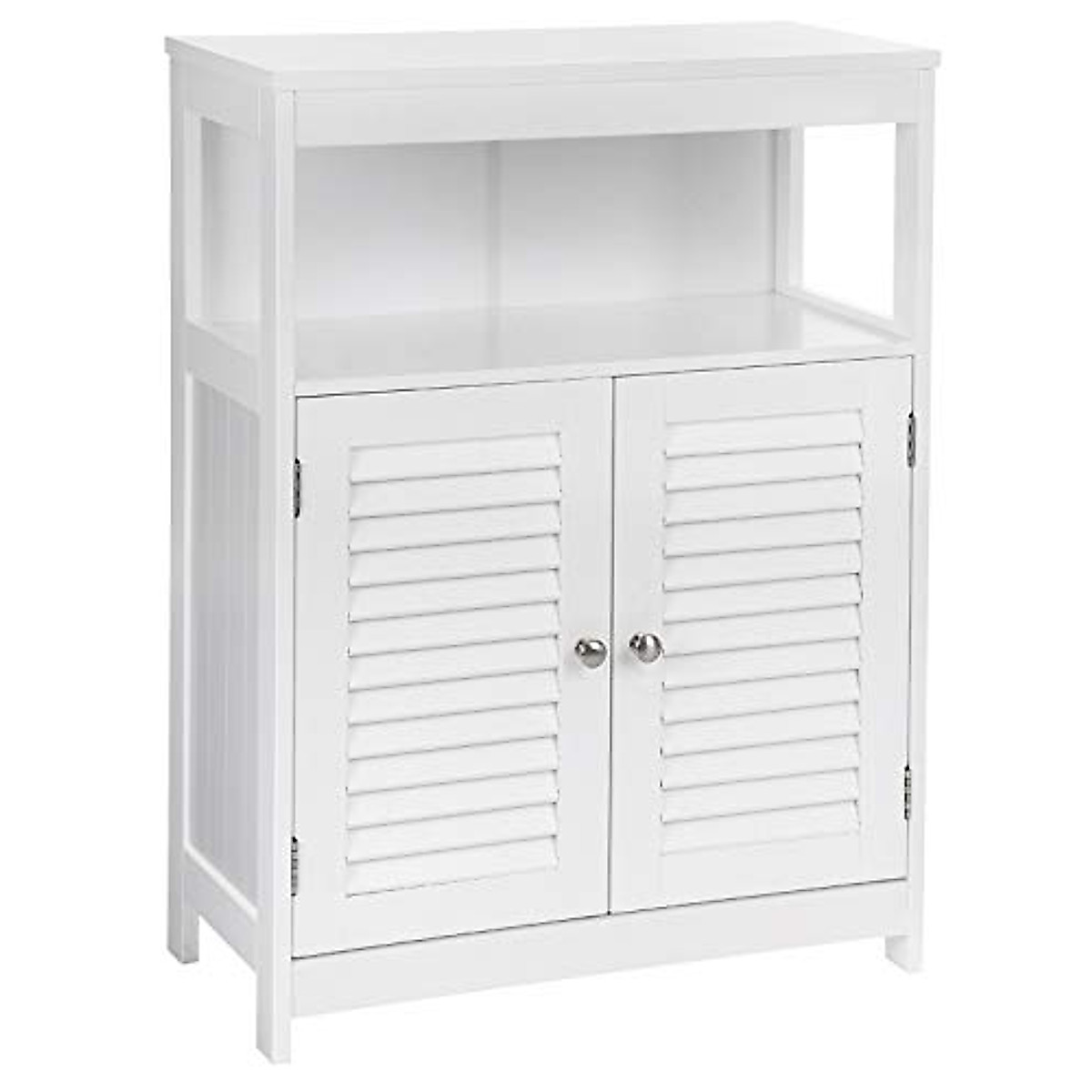 VASAGLE Bathroom Storage Floor Cabinet Free Standing with Double Shutter Door and Adjustable Shelf White