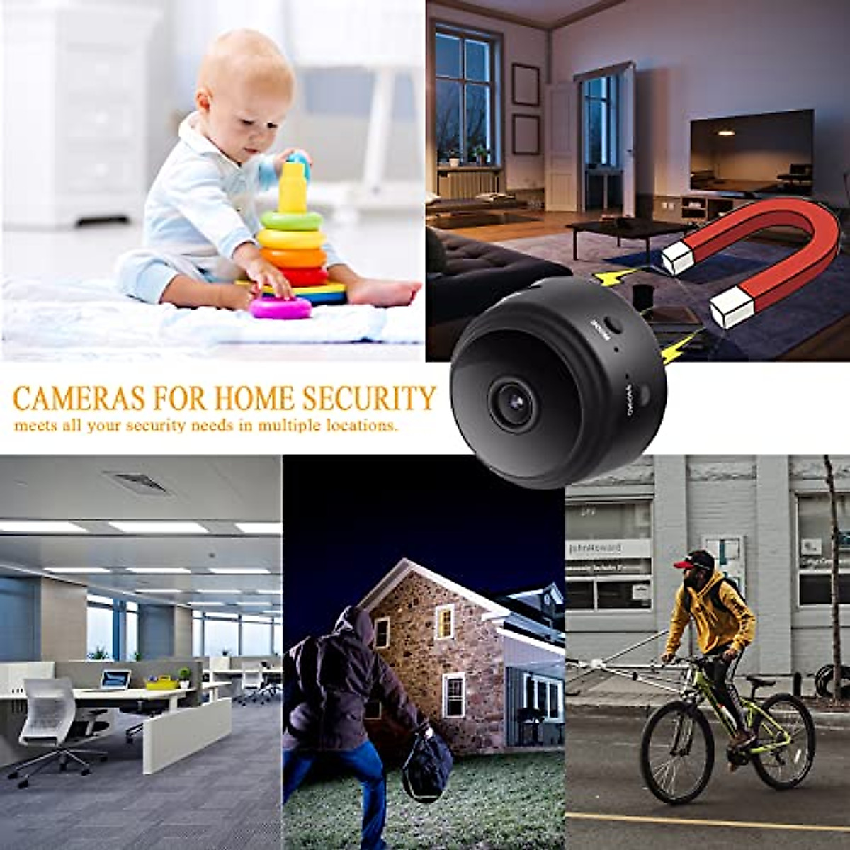 Chihod Hidden Camera Mini Spy Camera: Security Cameras Indoor Outdoor - HD 1080P Portable Camera - WiFi Wireless Camera with Night Vision - Motion Detection - Nanny Cams Home & Office