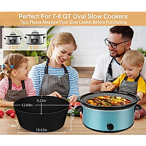Silicone Slow Cooker Liners Fit 7-8 QT Oval Slow Cooker Crock Pot, Food Grade Silicone Crock Pot Liners Reusable & Leakproof Dishwasher Safe Crockpot Liner