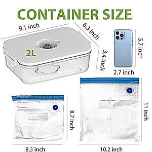 Vacuum Seal Storage Container Starter Kit (2L/half-gallon x1), with Handheld Automatic Pump & 6 Vacuum Bags, Vacuum Container for Food Storage, Airtight Food Preservation -BPA Free, Freezer Safe
