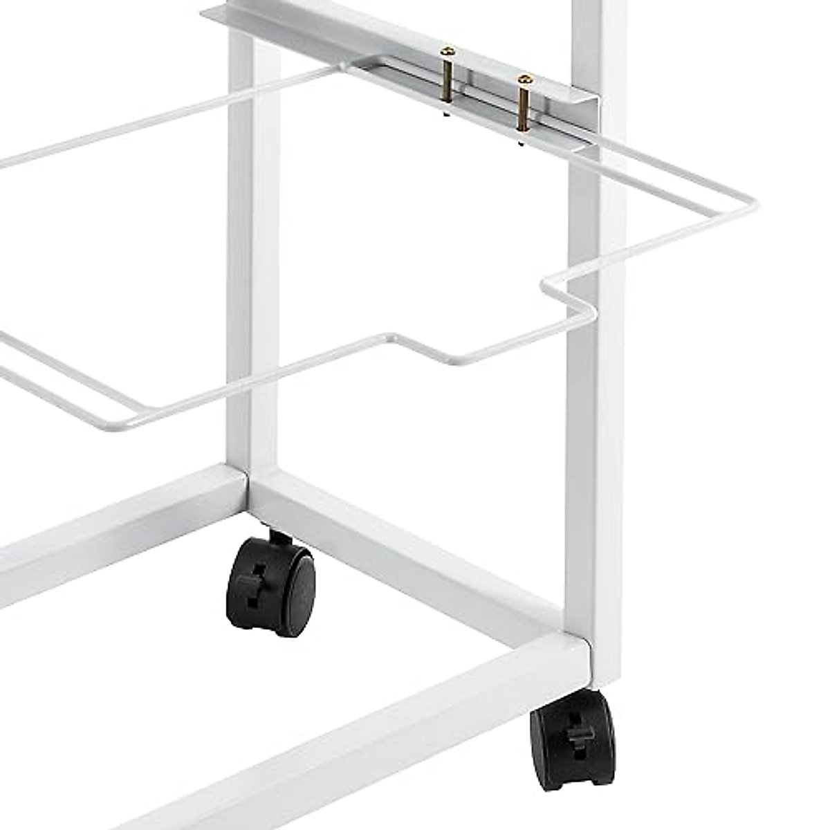LyeXD 2 Tiers Metal Rolling File Carts w/Wheels, Modern Hanging Files Frame Files for Documents, Movable Pull-Out File Folder Rack Rolling File Organizer for Office, Classroom, White