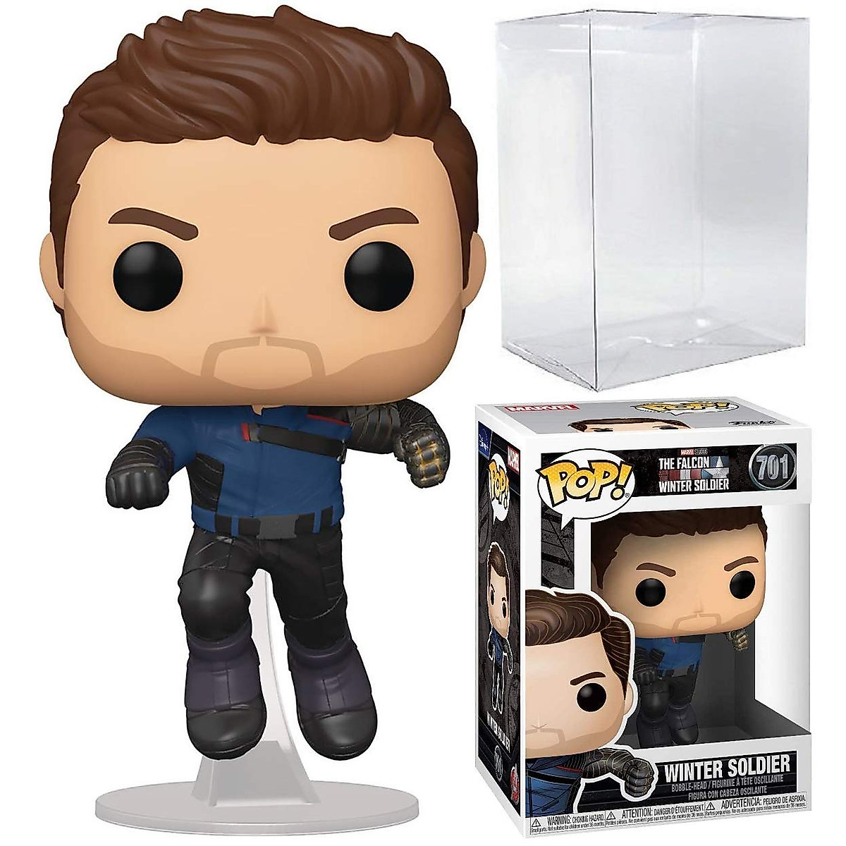 POP Marvel: Falcon and The Winter Soldier - Winter Soldier Funko Pop! Vinyl Figure (Bundled with Compatible Pop Box Protector Case), Multicolor, 3.75 inches
