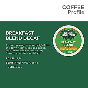 Green Mountain Coffee Roasters Keurig Single-Serve K-Cup Pods, Breakfast Blend Decaf Light Roast Coffee, 12 Count