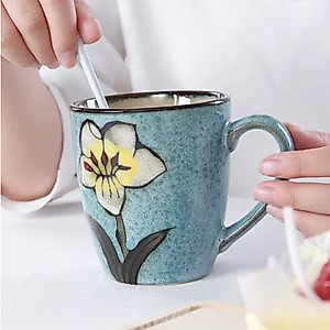 Ceramics 12oz Cappuccino Mug,Coffee mugs,Tea mugs,Kiln Glazing Process,Microwave and Dishwasher Safe, Perfect For Tea, Espresso, Latte - Porcelain Mugs for Kitchen or Cafe (Red+Blue+Green+Pink)