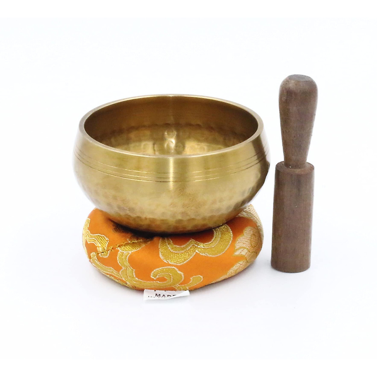 Tibetan Hand Hammered Singing Bowl-For Meditation, Yoga, Sound Therapy, Spiritual Healing, Prayer, Mind and Body Relaxation (3") (Orange)