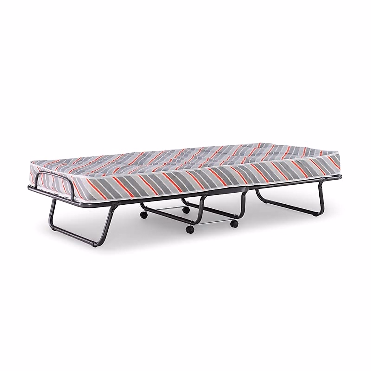 Linon Verona Metal and Fabric Folding Bed with Memory Foam Mattress in Gray