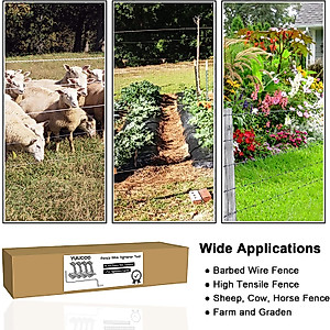 20 Pcs Fence Wire Tightener Tool with Tighteners Handle, Stainless Steel Barbed Wire Fence Tool for Tightening and Fixing Fences