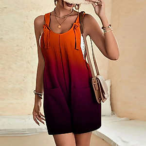 Hvyesh Todays Daily Deals Womens Jumpsuits Casual Dressy Summer Summer Jumpsuit for Women 2024 Short Rompers Casual Loose Sleeveless Tie Knot Strap Jumpsuits Overalls with Pockets Orders My