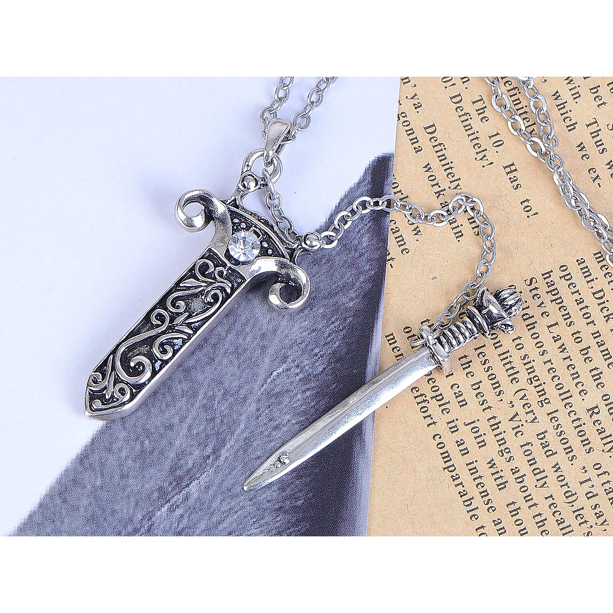 Alilang Antique Fantasy Medieval Renaissance Removable Scabbard Rune Sword Dagger Pendant Necklace